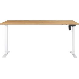 Schreibtisch Germania "Boras", wei&szlig; (navarra, eiche, nachbildung, wei&szlig;, wei&szlig;, navarra, eiche, nachbildung), B:160cm H:120cm T:80cm, Tische, Schreibtisch, Breite 120/140/160/180 cm, Metallgestell, elektrisch h&ouml;henverstellbar