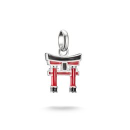 Charm-Einh&auml;nger Thomas Sabo "Charm Torii - Connect", silberfarben, rot, schwarz, Charms, Damen, Silber 925 (recycelt), Emaille