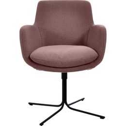 K+w Komfort & Wohnen Esszimmerstuhl K+W KOMFORT & WOHNEN "Pego Drehstuhl", rosa (rose 90), B:59cm H:84cm T:65cm, St&uuml;hle, Esszimmerstuhl, filigranem 4-Fu&szlig;-Gestell in schwarz