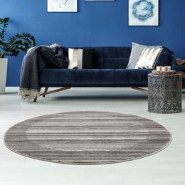 Teppich Carpet City "Noa 9301" Gr. 9, grau, H:11mm &Oslash;:120cm, Kunstfaser, Teppiche, Teppich, Kurzflor, Modern, Weicher For, Pflegeleicht