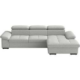 Sit & More Ecksofa SIT & MORE "Viola, L-Form, B: 260 cm", grau (silber), B:260cm H:73cm T:174cm, 100% Polyester, Sofas, Ecksofa, optional Bettfunktion,inkl Armteil- & Kopfteilverstellung