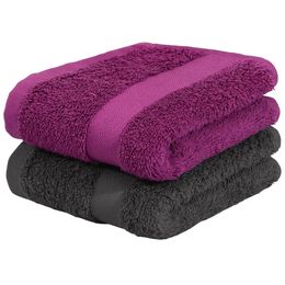 Gaestehandtuecher OTTO HOME "Vanessa, 8 G&auml;stehandt&uuml;cher, 30x50cm, in Standard- und Premium-Qualit&auml;t", beere anthrazit, B:50cm L:30cm, Walkfrottee, Obermaterial: 100% Baumwolle, Handt&uuml;cher, Handt&uuml;cher mit Bord&uuml;re, 100% Baumwolle, einfarbig, weich