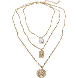 Edelstahlkette Urban Classics "Urban Classics Unisex Layering Pearl Basic Necklace", gold, Halsketten, Damen, onesize, Eisen, Edelstahlkette