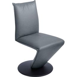 K+w Komfort & Wohnen Esszimmerstuhl K+W KOMFORT & WOHNEN "Drive Drehstuhl", blau (aqua 54, drehteller in metall schwarz struktur), B:52cm H:94cm T:63cm, Cloud: Nappaleder pigmentiert, Glattleder, 0, 9/1, 1mm, elegantes Leder mit Wolkung und weichen Griff, St&uuml;hle, Esszimmerstuhl, Stuhl mit federnder Sitzschale, Drehteller in Metall schwarz Struktur