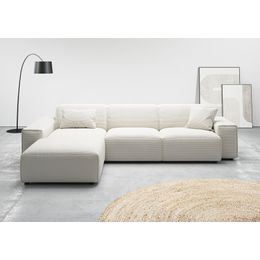 Ecksofa Home Affaire "Glimminge auch in Breitcord, Feincord, Boucl&eacute; + Easy care-Bezug", wei&szlig; (snow), B:294cm H:71cm T:191cm, 12% Polyaxryl, 88% Polyester, Sofas, Ecksofa, L-Form, Breite 294, Zierkissen