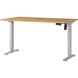 Schreibtisch Germania "Boras", silber (grandson, eiche, nachbildung, silber, silber, grandson, eiche, nachbildung), B:140cm H:120cm T:80cm, Tische, Schreibtisch, Breite 120/140/160/180 cm, Metallgestell, elektrisch h&ouml;henverstellbar