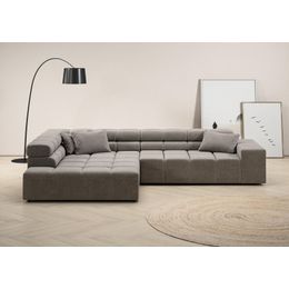 Ecksofa Home Affaire "Ancona, Ecksofa, incl. Kopfteilverstellung, Breite 319 cm, L-Form", silber, B:319cm H:70cm T:215cm, Struktur (85% Polyester, 15% Viskose);Luxus-Microfaser weich (98% Polyester, 2% Nylon);Velours (100% Polyester), Sofas, Ecksofa, wahlweise motorische Sitztiefenverstellung, auch in Cord + Easy Care