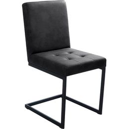 K+w Komfort & Wohnen Esszimmerstuhl K+W KOMFORT & WOHNEN "Freischwinger", schwarz (schwarz 81), 1 Stk., Microfaser, St&uuml;hle, Esszimmerstuhl, Freischwingergestell aus Vierkantrohr schwarz, hoher Sitzkomfort