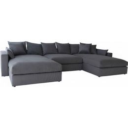 Wohnlandschaft OTTO HOME "Cosy Lounge U-Form, Breite 385 cm", anthrazit, B:385cm T:198cm, 100% Polyester, Sofas, Wohnlandschaft, Mega-Sofa mit Cordstoff bezogen, mit Federkern & 5 Zierkissen