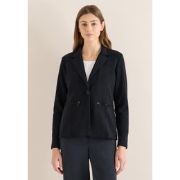 Kurzblazer Cecil, Damen, Gr. M (40), schwarz, Stoff, 46% Modal, 46% Polyester, 8% Elasthan, unifarben, normal normal, V-Ausschnitt, abgesteppt, Blazer Kurzblazer, mit Reverskragen
