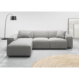 Ecksofa Home Affaire "Glimminge L-Form auch in Breitcord, Feincord + Easy care-Bezug", grau (light grau), B:264cm H:71cm T:191cm, 100% Polyester, Sofas, Ecksofa, Breite 264, Zierkissen