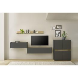B&uuml;rom&ouml;bel-Set Home Affaire "CiTY/GiRON", grau (anthrazit), B:360cm H:170cm T:40cm, Arbeitsm&ouml;bel-Sets, B&uuml;rom&ouml;bel-Set, Wandsekret&auml;r, Home Office