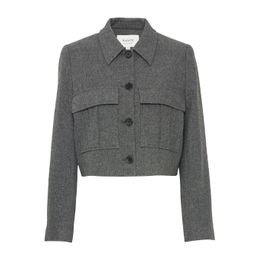 Blusenblazer B.Young "Blazer BYETONA", Damen, Gr. 38, grau (mid grau melange), Obermaterial: 70% Polyester PES. 27% Viskose CV. 3% Elasthan EL., Blazer Blusenblazer