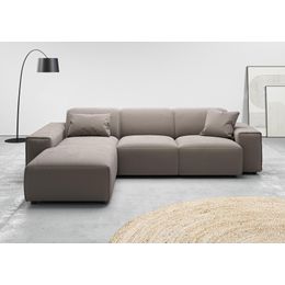 Ecksofa Home Affaire "Glimminge L-Form auch in Breitcord, Feincord + Easy care-Bezug", grau (taupe), B:264cm H:71cm T:191cm, 100% Polyester, Sofas, Ecksofa, Breite 264, Zierkissen
