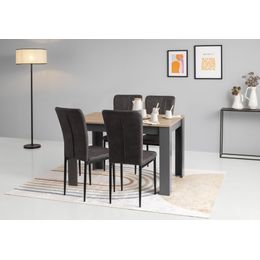 Essgruppe Home Affaire "Bergamo", grau (dunkelgrau, dunkelgrau, schwarz), B:120cm H:75cm T:80cm, Sitzm&ouml;bel-Sets, Essgruppe, moderne 5 - teilige Essgruppe, erh&auml;ltlich in vielen Gr&ouml;&szlig;en und Farben