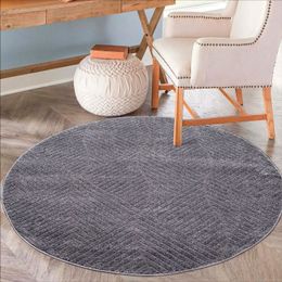 Teppich Carpet City "Frise&eacute;-Teppich FANCY 904", grau, H:12mm &Oslash;:160cm, Polypropylen (PP), Teppiche, Teppich, Kurzflor Wohnzimmer, Florale 3D-Optik, f&uuml;r Schlafzimmer, Flur