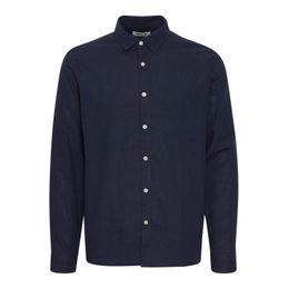 !Solid Langarmhemd SOLID "Langarmhemd SDEnea", Herren, Gr. XXL, N-Gr, blau (insignia blau), Obermaterial: 58% Leinen LI. 42% Viskose CV., Hemden