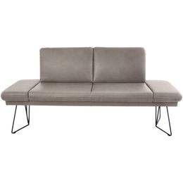 K+w Komfort & Wohnen Essbank K+W KOMFORT & WOHNEN "Pego Polsterbank", grau (stahl 85), B:206cm H:88cm T:66cm, Sitzb&auml;nke, Essbank, Seitenteilverstellung, wahlweise in 206 oder 226cm, Echtleder Bezug