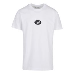 Kurzarmshirt MisterTee "MisterTee Herren Dove Patch Tee", Jungen, Gr. S, wei&szlig;, 100% Baumwolle, unifarben, normal, Rundhals, Shirts