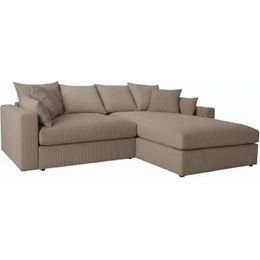 Ecksofa OTTO HOME "Cosy Lounge L-Form, Breite 268 cm", taupe, B:268cm T:198cm, 100% Polyester, Sofas, Ecksofa, Mega-Sofa mit Cordstoff bezogen, mit Federkern & 5 Zierkissen