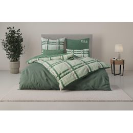 Wendebettw&auml;sche OTTO HOME "Talin", gr&uuml;n, B/L: 155cm x 220cm, 1 Stk., 1 Stk., Linon, B/L: 80cm x 80cm, 2 Stk., Linon, Obermaterial: 100% Baumwolle, Bettw&auml;sche, Wendebettw&auml;sche, ab Gr. 135x200, 100% Baumwolle, Karo-Design, Marke H.I.S. by OTTO home