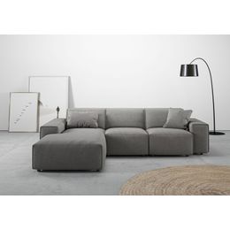 Ecksofa Home Affaire "Glimminge L-Form auch in Breitcord, Feincord + Easy care-Bezug", grau, B:264cm H:71cm T:191cm, 100% Polyester, Sofas, Ecksofa, Breite 264, Zierkissen