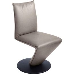 K+w Komfort & Wohnen Esszimmerstuhl K+W KOMFORT & WOHNEN "Drive Drehstuhl", grau (stahl 85, drehteller in metall schwarz struktur), B:52cm H:94cm T:63cm, Cloud: Nappaleder pigmentiert, Glattleder, 0, 9/1, 1mm, elegantes Leder mit Wolkung und weichen Griff, St&uuml;hle, Esszimmerstuhl, Stuhl mit federnder Sitzschale, Drehteller in Metall schwarz Struktur