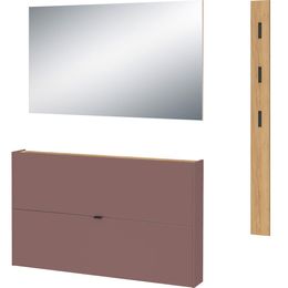 Garderoben-Set Germania "GW-Ameca", braun (toffee, navarra, eiche, nachbildung), B:170cm H:200cm T:19cm, Holzwerkstoff, Metall, Kastenm&ouml;bel-Sets, Garderoben-Set aus Schuhschrank, Spiegel und Garderobenpaneel