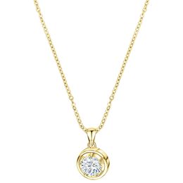 Kette mit Anh&auml;nger Firetti "Schmuck Geschenk Silber 925 Halsschmuck Halskette Ankerkette Solit&auml;r", gold (gelbgoldfarben, kristallwei&szlig;), Halsketten, Damen, Silber 925 (Sterlingsilber), L: 45 B: 1,4mm, mit Zirkonia (synth.), B:1,4mm