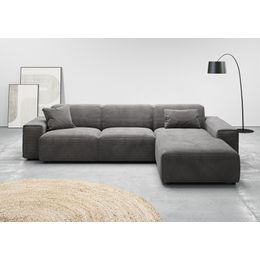 Ecksofa Home Affaire "Glimminge auch in Breitcord, Feincord, Boucl&eacute; + Easy care-Bezug", grau (dunkelgrau), B:294cm H:71cm T:191cm, 12% Polyaxryl, 88% Polyester, Sofas, Ecksofa, L-Form, Breite 294, Zierkissen