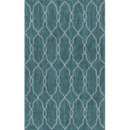 Outdoorteppich "Outdoor Crosses, LAGERR&Auml;UMUNG", bunt (blau, elfenbeinfarben, gr&uuml;n), B:152cm H:4mm L:244cm, Polypropylen (PP), MyFlair M&Ouml;BEL & ACCESSOIRES, Teppiche, Outdoorteppich, Flachgewebe, In- und Outdoor geeignet