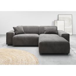 Ecksofa Home Affaire "Glimminge L-Form auch in Breitcord, Feincord + Easy care-Bezug", grau (dunkelgrau), B:234cm H:71cm T:191cm, 12% Polyacryl, 88% Polyester, Sofas, Ecksofa, Breite 234, Zierkissen