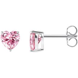 Paar Ohrstecker Thomas Sabo "Schmuck Silber 925 Ohrringe in Herzform", bunt (silberfarben, pink, pink), Ohrringe, Damen, Silber 925 (recycelt), mit Zirkonia (synth.)