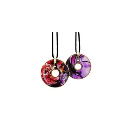 Kette mit Anh&auml;nger Goebel "Louis Comfort Tiffany - Pfingstrosen", bunt, Messing Nylon Porzellan, L: 58, Messing, Nylon, Porzellan, Halsketten, Mit aufw&auml;ndiger Echtgoldauflage