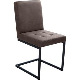 K+w Komfort & Wohnen Esszimmerstuhl K+W KOMFORT & WOHNEN "Freischwinger", braun (coffee 78), 1 Stk., Microfaser, St&uuml;hle, Esszimmerstuhl, Freischwingergestell aus Vierkantrohr schwarz, hoher Sitzkomfort