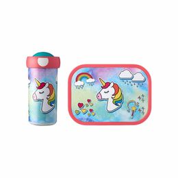 Lunchbox Mepal "Brotdose + Verschlussbecher Campus 300 ml + 700 ml 2er Set", bunt (unicorn), ABS-Kunststoff, Lebensmittelaufbewahrungsbeh&auml;lter, Lunchbox