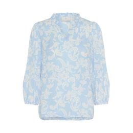 Langarmbluse Kaffe "Langarm-Bluse KAriani", Damen, Gr. 44, blau (powder blau, chalk paisley), Obermaterial: 100% Viskose LENZING ECOVERO CV LenzEcov., Blusen