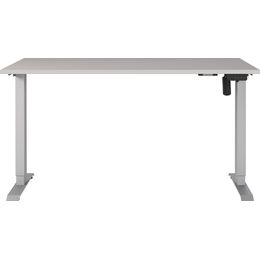 Schreibtisch Germania "Boras", silber (kaschmir, silber, silber, kaschmir), B:140cm H:120cm T:80cm, Tische, Schreibtisch, Breite 120/140/160/180 cm, Metallgestell, elektrisch h&ouml;henverstellbar