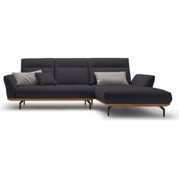 Ecksofa "CR.460 Designsofa, verstellbare R&uuml;ckenlehne, hochwertig & bequem", schwarz (anthrazitgrau, schwarzgrau 044, 57), B:298cm H:103cm T:183cm, Chenille COCO (72% Polyester 15% Baumwolle 13% Polyacryl), CREATION BY ROLF BENZ, Sofas, Ecksofa, Sockel in Nussbaum, Winkelf&uuml;&szlig;e in Umbragrau, Breite 298 cm