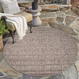 Teppich Carpet City "In-& Outdoorteppich Santorini 411, 3D-Effekt, Boho-Optik", braun, H:5mm &Oslash;:200cm, Polypropylen, Teppiche, Teppich, Wetterfest & UV-best&auml;ndig f&uuml;r Terrasse, Balkon, K&uuml;che, Flur