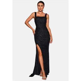 Jerseykleid MODA MINX "Freya Long Slit Dress", Damen, Gr. M, EURO-Gr&ouml;&szlig;en, schwarz, 100% Polyester, unifarben, lang, ohne Ausschnitt, Kleider Jerseykleid, mit wundersch&ouml;nem R&uuml;ckenausschnitt