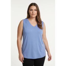 V-Shirt Only CARMAKOMA "CARCORAL S/L V-NECK TEE JRS", Damen, Gr. L, blau (cornflower blau), Jersey, Obermaterial: 65% Polyester, 35% Viskose, unifarben, regular fit normal, V-Ausschnitt, Shirts