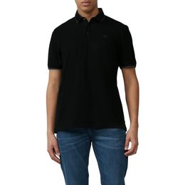 Poloshirt s.Oliver, Herren, Gr. M, schwarz, Piqu&eacute;, Obermaterial: 95% Baumwolle, 5% Elasthan, unifarben, regular fit taillenbedeckt, gerader Abschluss kontrastfarben, Shirts, mit Kontrast-Details