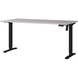Schreibtisch Germania "Boras", beige (kaschmir, schwarz, schwarz, kaschmir), B:160cm H:120cm T:80cm, Tische, Schreibtisch, Breite 120/140/160/180 cm, Metallgestell, elektrisch h&ouml;henverstellbar