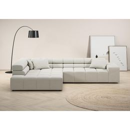 Ecksofa Home Affaire "Ancona, Ecksofa, incl. Kopfteilverstellung, Breite 319 cm, L-Form", wei&szlig;, B:319cm H:70cm T:215cm, Struktur (85% Polyester, 15% Viskose);Luxus-Microfaser weich (98% Polyester, 2% Nylon);Velours (100% Polyester), Sofas, Ecksofa, wahlweise motorische Sitztiefenverstellung, auch in Cord + Easy Care