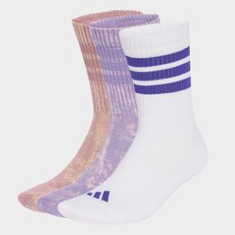 Funktionssocken adidas Performance "STONEWASH CREW, 3 PAAR", Damen, Gr. L (43/45), magic lila, magic mauve, wei&szlig;, pure lila, Obermaterial: 50% Baumwolle, 47% Polyester, 2% Elasthan, 1% Polyamid, Socken, f&uuml;r Laufen, sportlicher Stil, mit klassischen 3-Streifen am B&uuml;ndchen