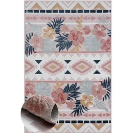 Outdoorteppich "Lotus, LAGERR&Auml;UMUNG", bunt (rosa,multi), B:200cm H:8mm L:300cm, Polypropylen, MyFlair M&Ouml;BEL & ACCESSOIRES, Teppiche, Outdoorteppich, florales Design, Blumen Motiv, Outdoor geeignet, Balkon, Terrasse