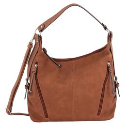 Hobo Tom Tailor "CAIA Hobo bag", Damen, Gr. B/H/T: 37cm x 30cm x 14cm, braun (cognac), Lederimitat, Polyurethan (PU), Taschen Hobo, in schlichter Optik