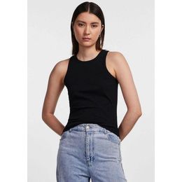 Ripptanktop Pieces "PCRUKA BOXER TANK TOP NOOS BC", Damen, Gr. M, schwarz, Rippware, Obermaterial: 95% Baumwolle, 5% Elasthan, unifarben, figurbetont normal, Rundhals, Tops