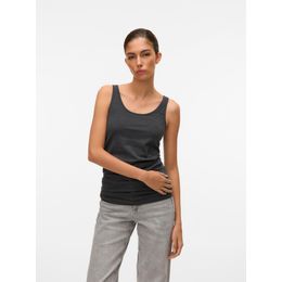 V&eacute;ro Moda Longtop VERO MODA "VMMAXI", Damen, Gr. L, grau (anthrazit), Jersey, Obermaterial: 67% Polyester, 29% Baumwolle, 4% Elasthan, meliert, Basic, sehr figurbetont Po-bedeckend, Rundhals, Tops